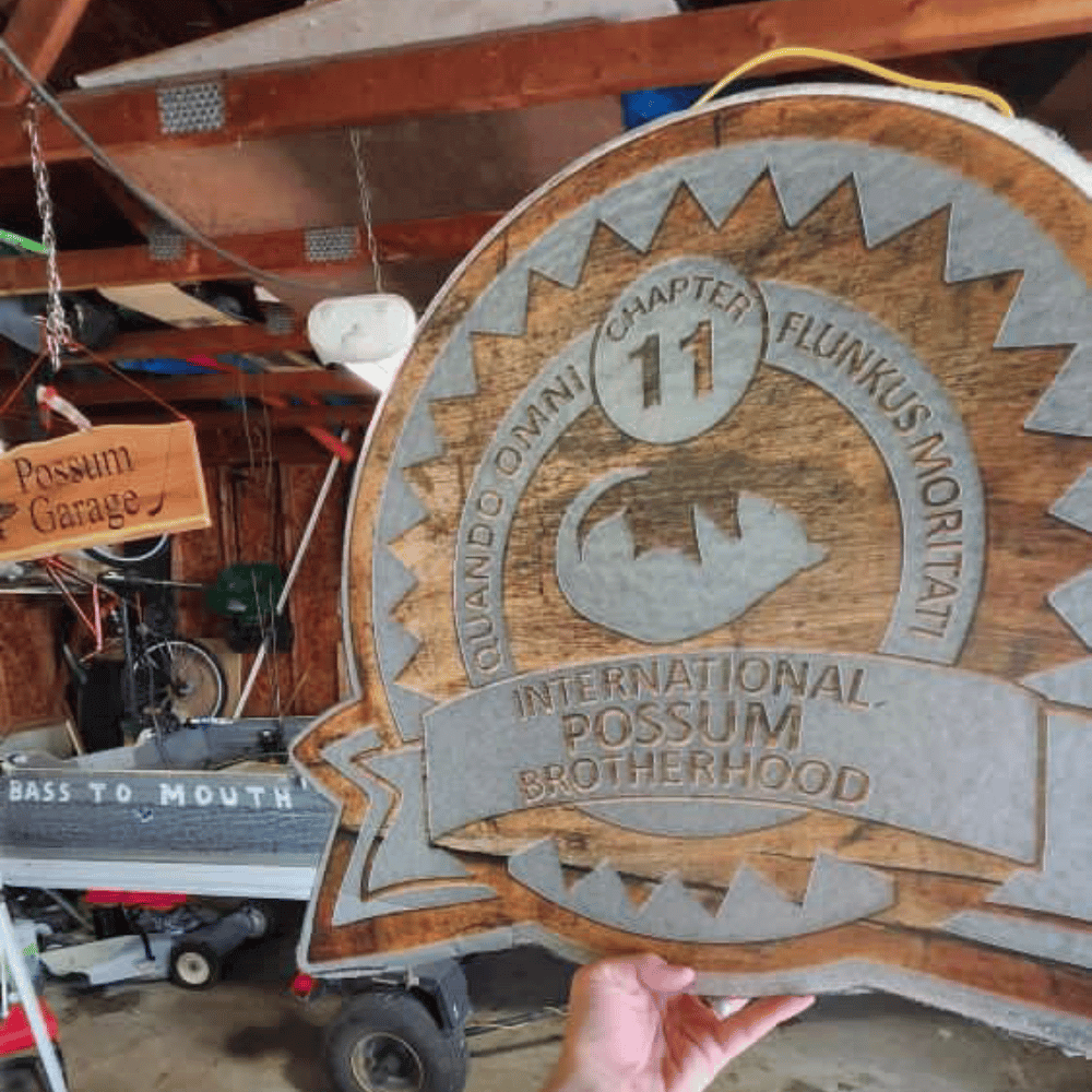 Possum Lodge Crest | Large Wall Decal 24” x 20” | Red Green